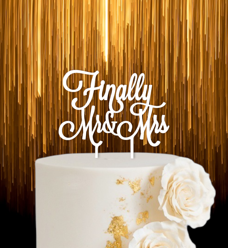 Finally Mr & Mrs Wedding Cake Topper – 5″ White 3mm Acrylic - Perry ...